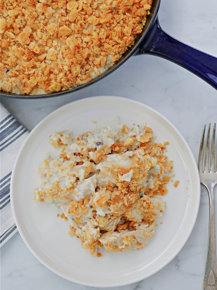 Creamy Chicken and Rice Casserole with Ritz Cracker Topping