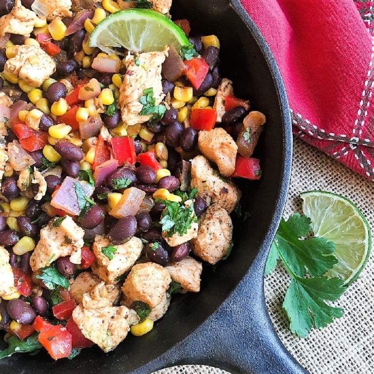 Chicken and Black Bean Burrito Skillet - Southern Kissed