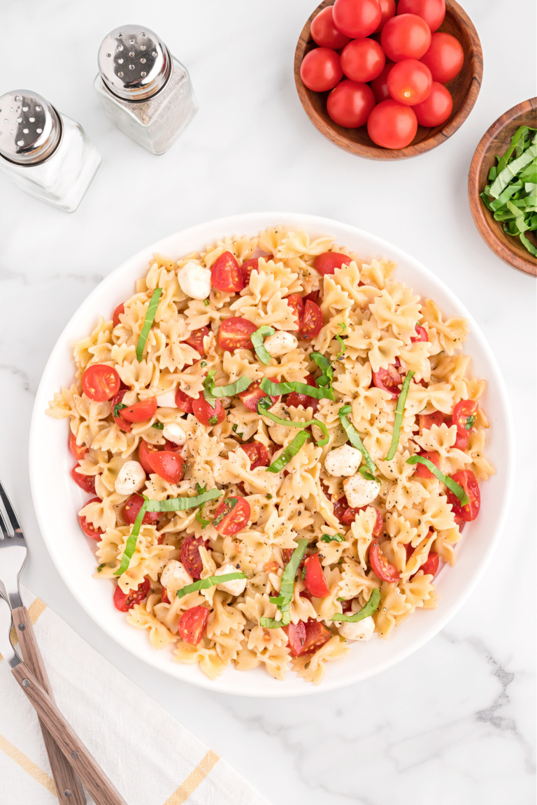 Easy Caprese Pasta Salad Recipe - Southern Kissed